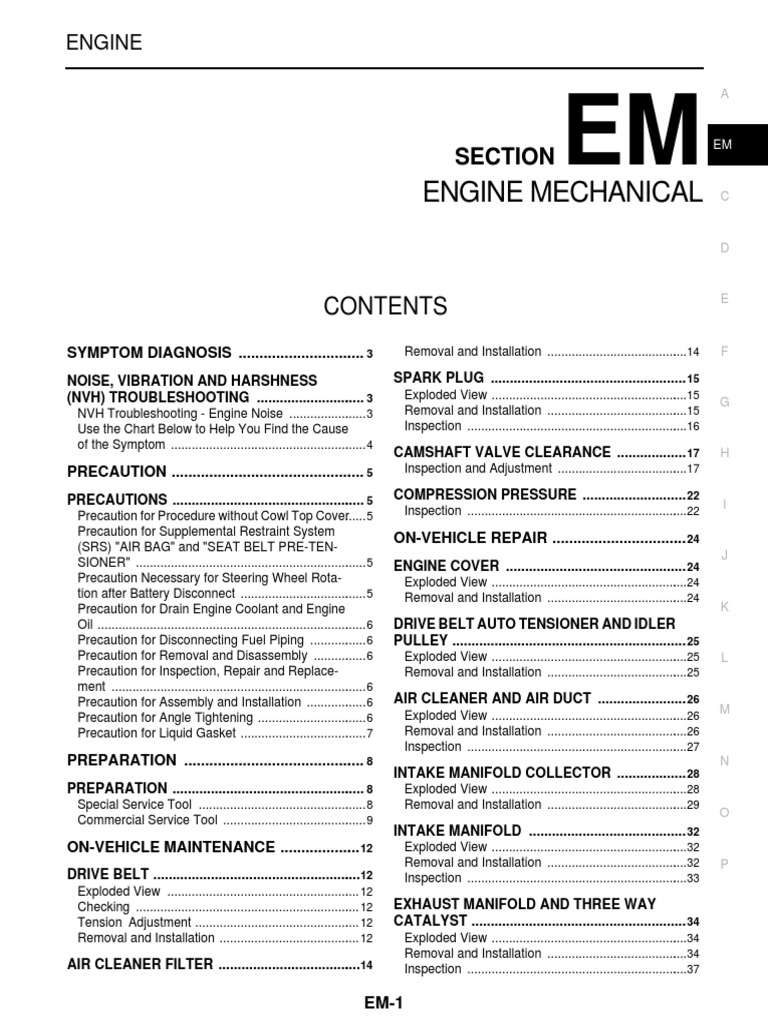 ENGINE MECHANICAL GUIDE | PDF | Airbag | Belt (Mechanical)