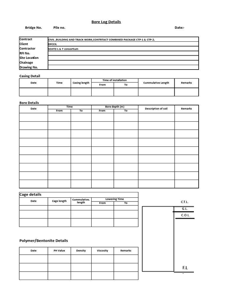 Bore Log Details for Pile Installation | PDF | Technology & Engineering