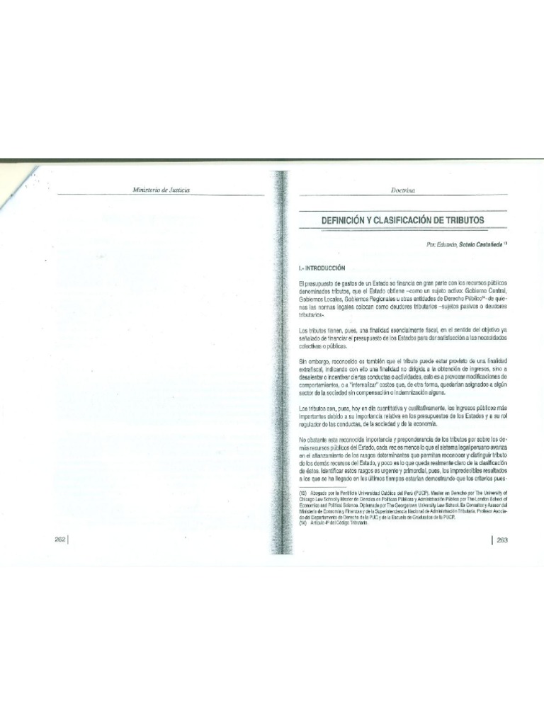 7 SOTELO, Eduardo. Definición y Clasificación de Tributos. Código Tributario. Miisterio de ...