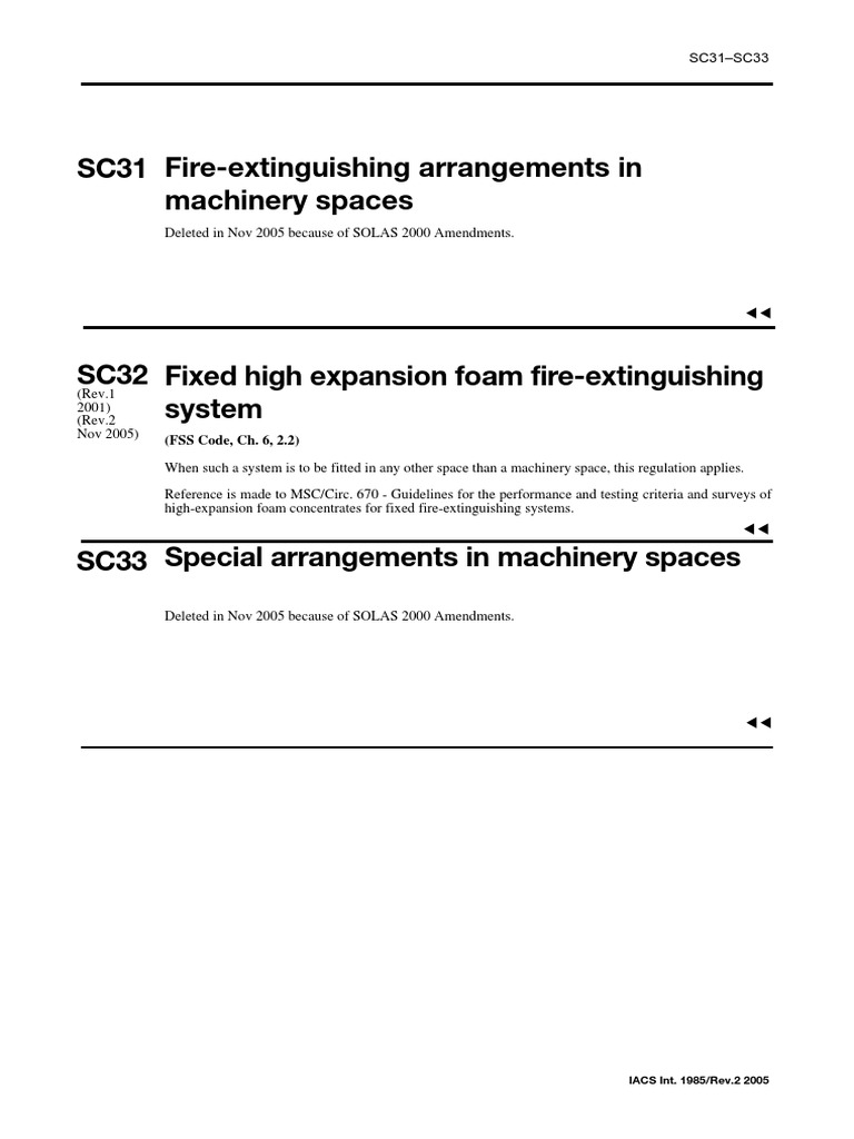 Fire-Extinguishing Arrangements in Machinery Spaces SC31: (FSS Code, Ch ...