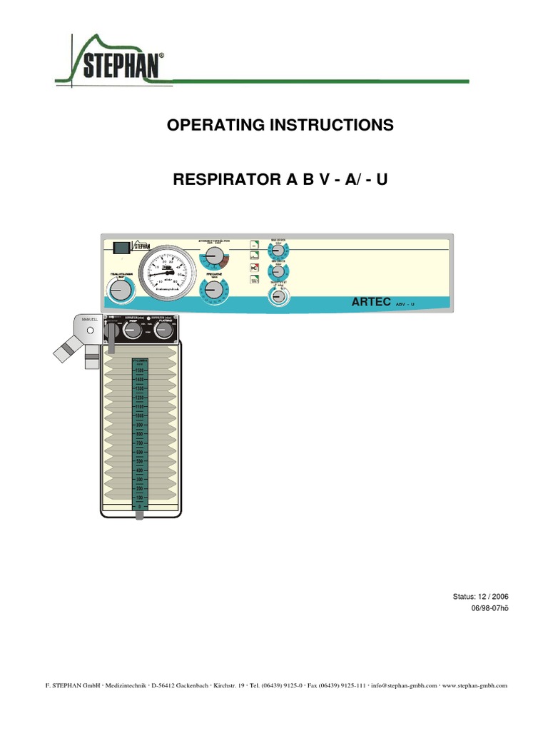 Stephan Respirator ABV - User Manual | PDF | Exhalation | Respiratory ...
