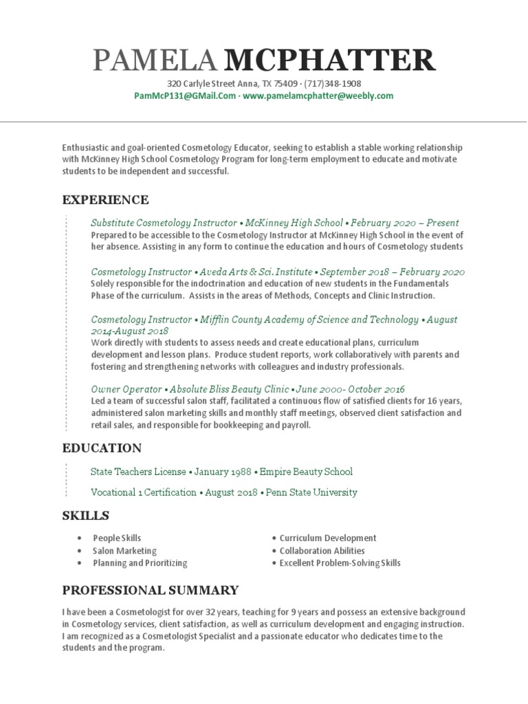 Pam Resume PDF | PDF | Pedagogy | Teachers
