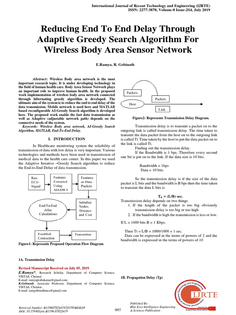 Reducing End To End Delay Through Adaptive Greedy Search Algorithm For Wireless Body Area Sensor ...