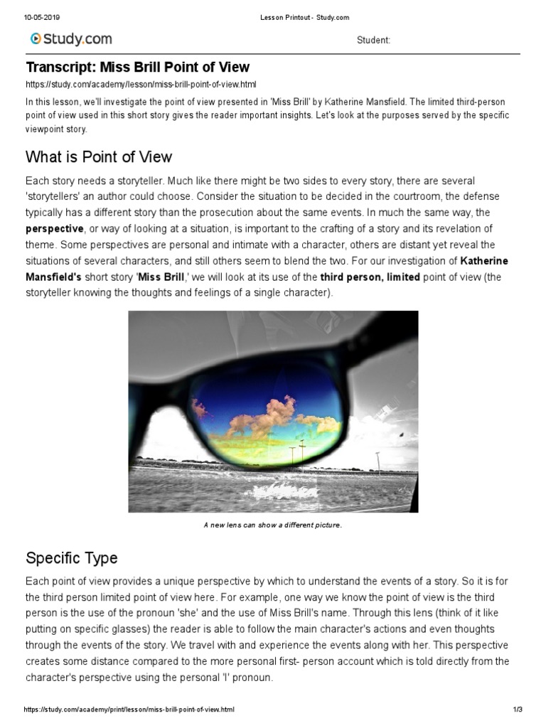 Miss Brill POV | PDF | Narration