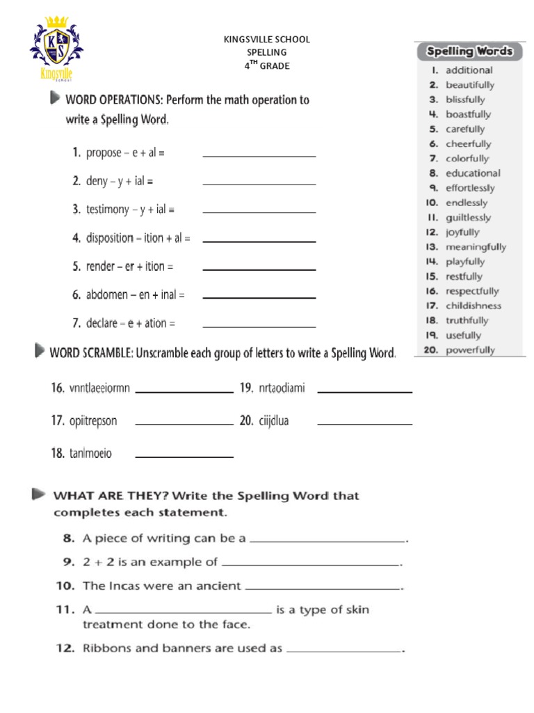 4th Grade Spelling Curriculum Guide | PDF