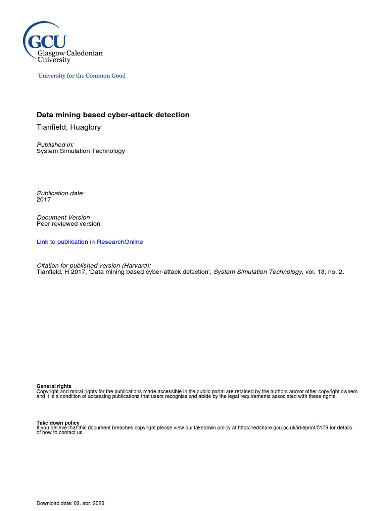 Data Mining Based Cyber-Attack Detection: Tianfield, Huaglory | PDF | Statistical Classification ...