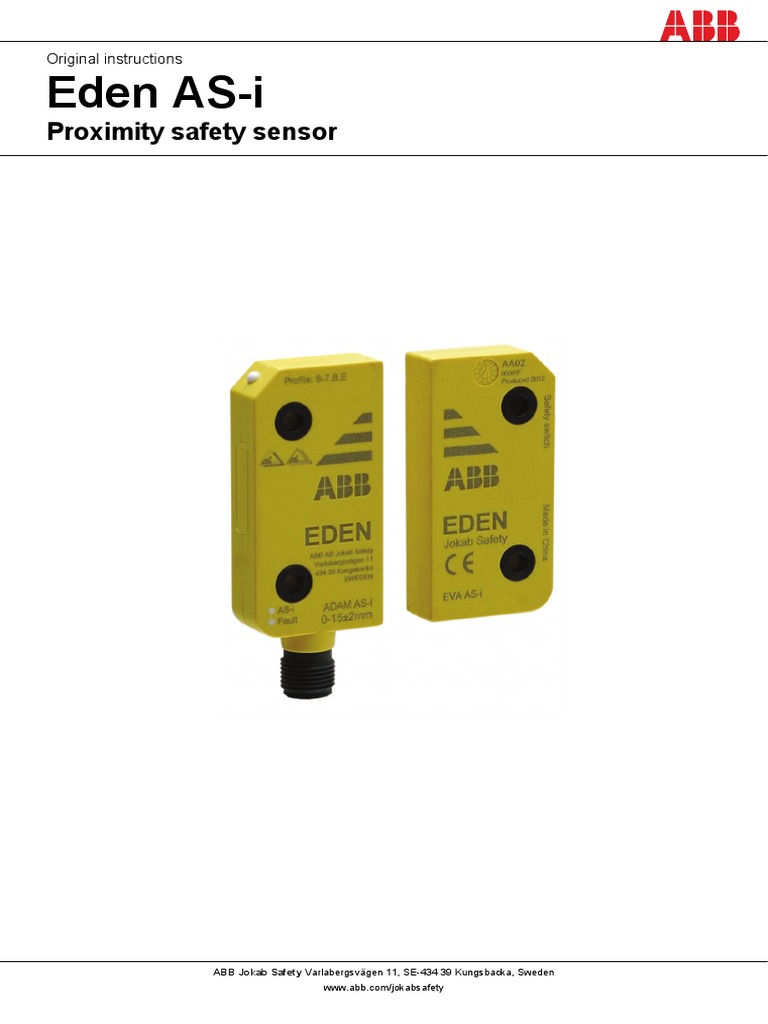 Eden AS-i: Proximity Safety Sensor | PDF | Safety | Electrical Connector