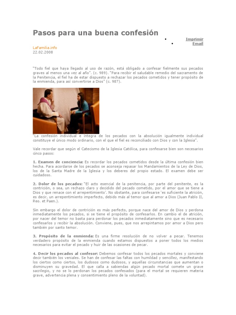 Pasos para Una Buena Confesión | PDF | Teología sistemática | Iglesia Católica