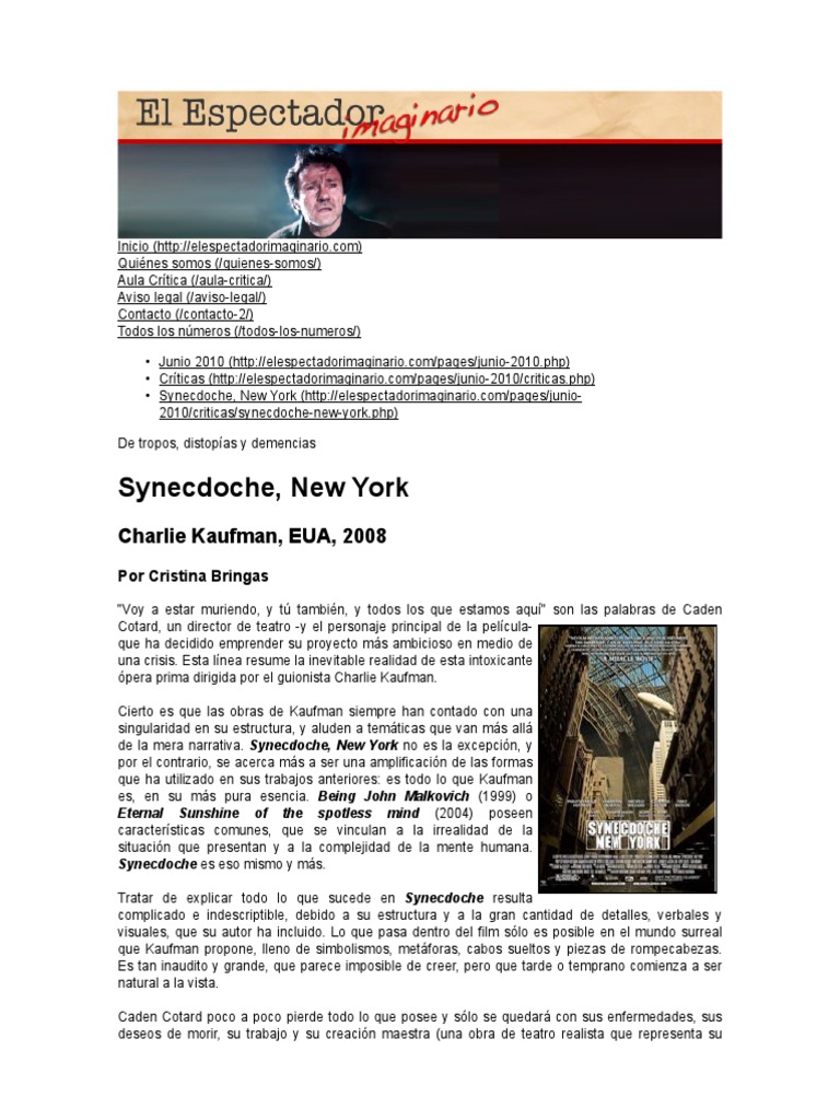 Crítica de Synecdoche, New York | PDF