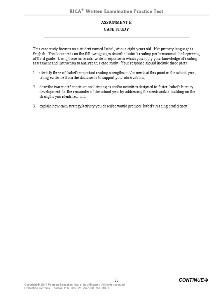 RICA Case Study Review - 04/2020 | PDF | Reading Comprehension | Plate ...