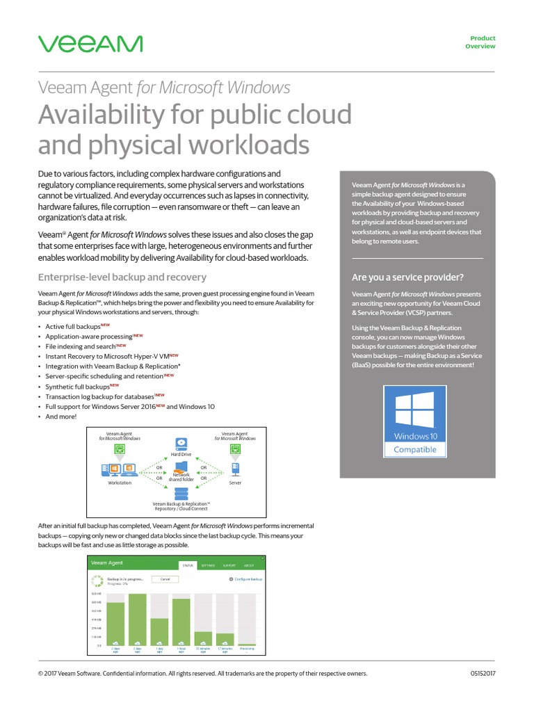Veeam Agent Windows 2 0 Datasheet | PDF | Backup | Cloud Computing