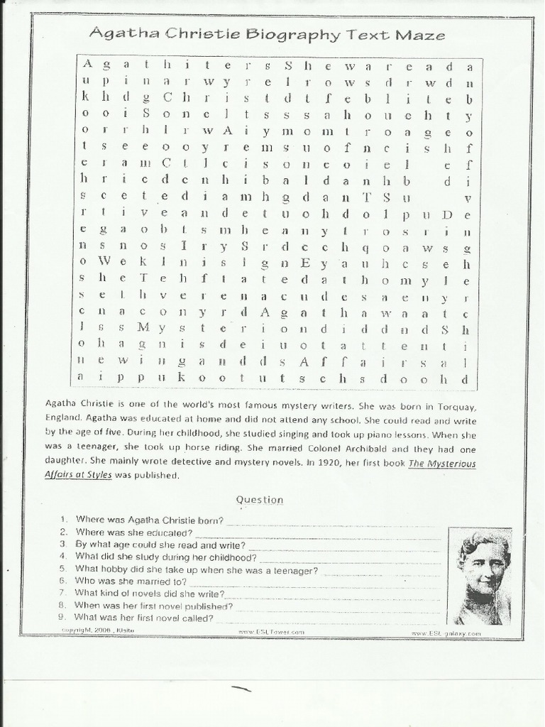 Agatha Christie Word Search Simple Past PDF | PDF