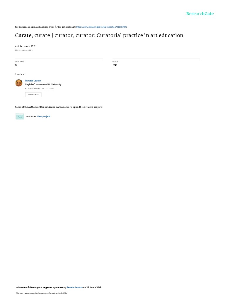 Curate, Curate - Curator, Curator: Curatorial Practice in Art Education ...