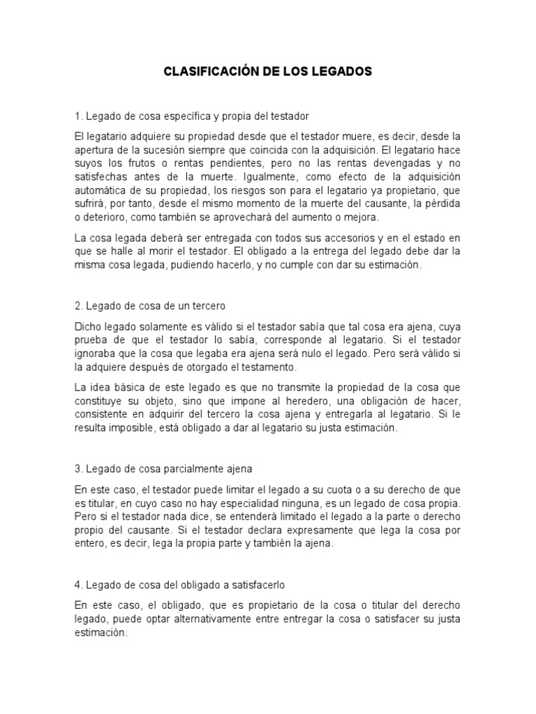 Clasificación de Los Legados | PDF | Legado | Herencia
