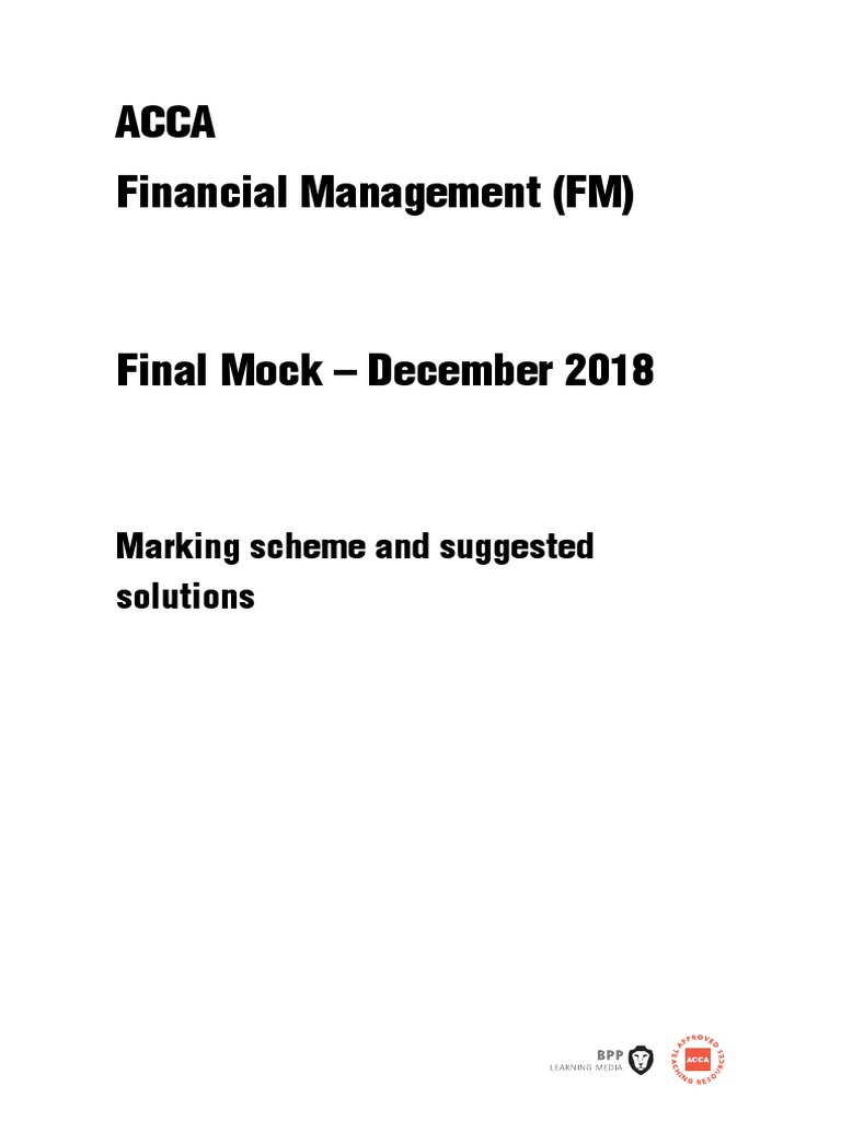 ACCA Financial Management (FM) Dec Mock - Answer PDF | PDF | Net ...