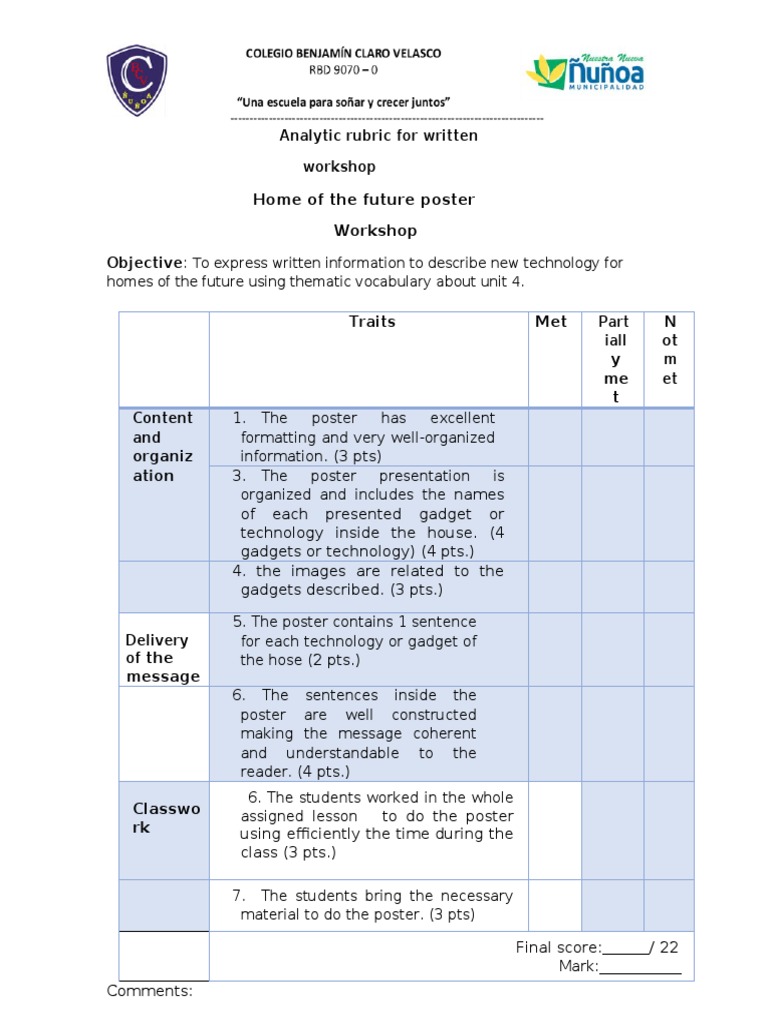 Analytic Rubric for Future Home Posters | PDF | Teaching Methods ...
