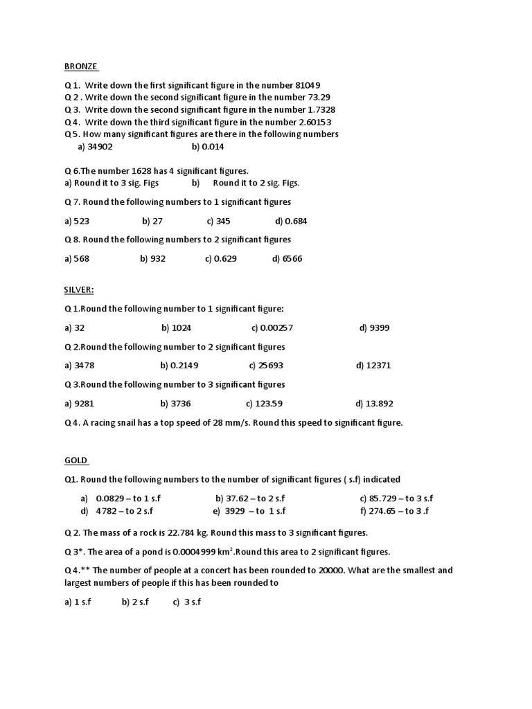 Significant Figures Practice | PDF