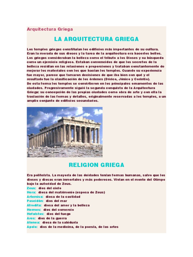 Arquitectura Griega | PDF | Antigua Grecia | templo