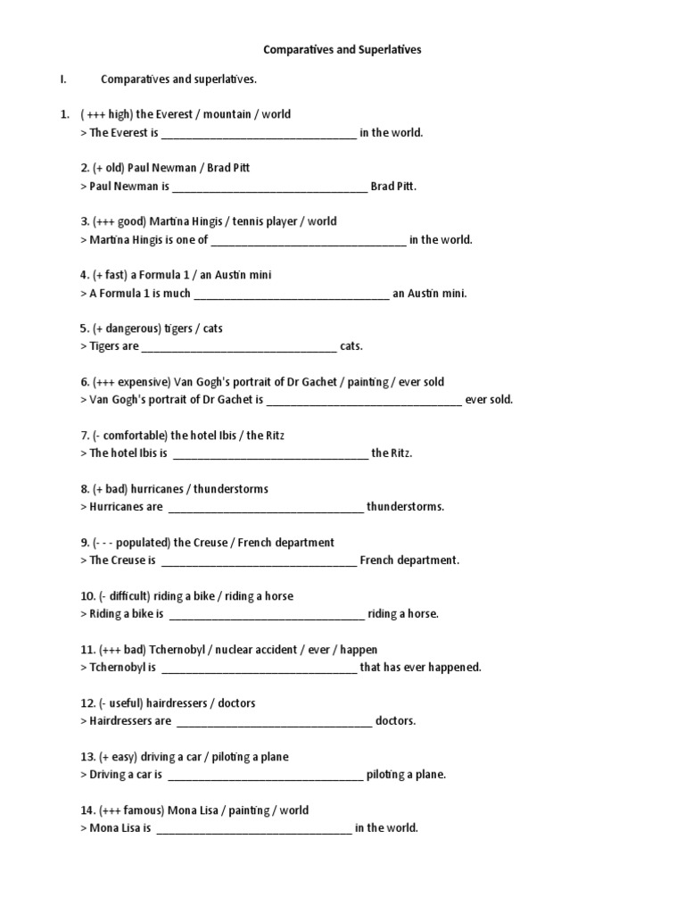 Comparatives and Superlatives | PDF | Nature