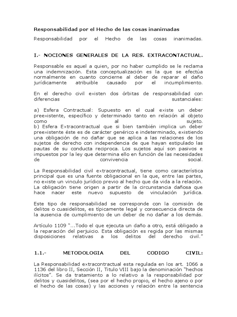 Responsabilidad Por El Hecho de Las Cosas Inanimadas | PDF | Propiedad ...