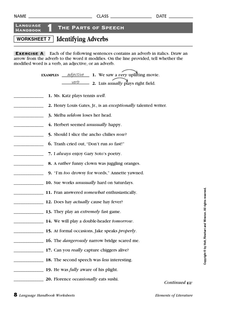 Identifying Adverbs: The Parts of Speech | PDF