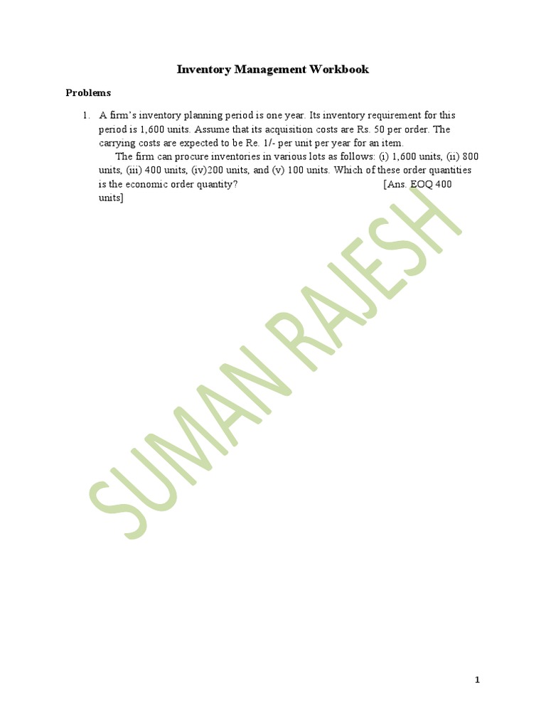 Inventory Management Problems | PDF | Inventory | Supply Chain Management