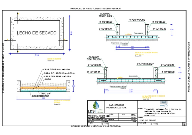 Lecho de Secado: Acabado Semi Pulido Ø 1/2" @0.30 FC 210 KG/CM2 | PDF