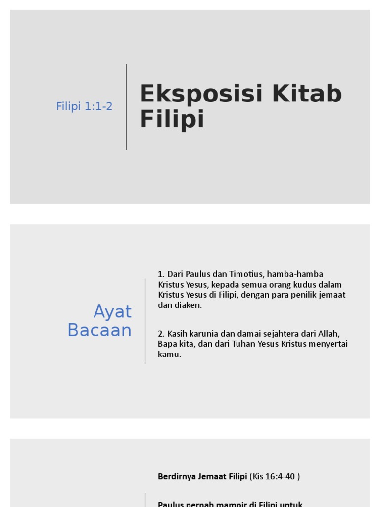 Eksposisi Kitab Filipi 1:1-2 | PDF | Agama & Spiritualitas