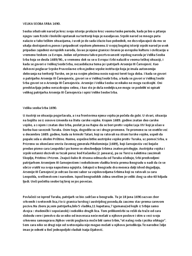 Velika Seoba Srba 1690 | PDF