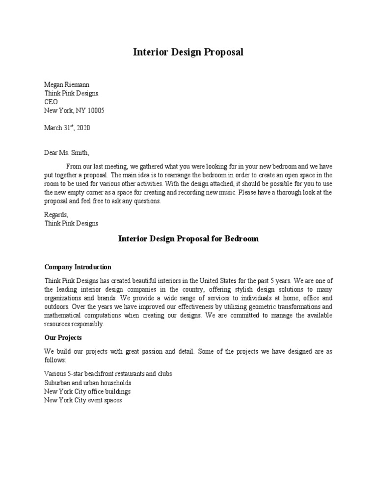 Interior Design Proposal | PDF | Interior Design | Desk