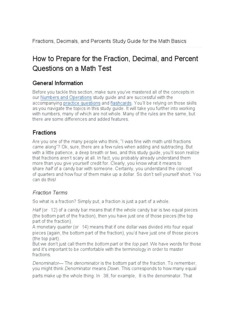 Mastering Fractions, Decimals, and Percents | PDF | Fraction ...