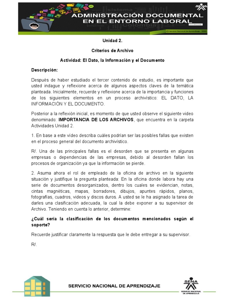 Actividad de Aprendizaje Unidad 2 | PDF | Documento | Archivo de ...