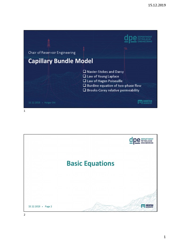 Capillary Bundle Model: Basic Equations | PDF | Fluid Mechanics | Wetting