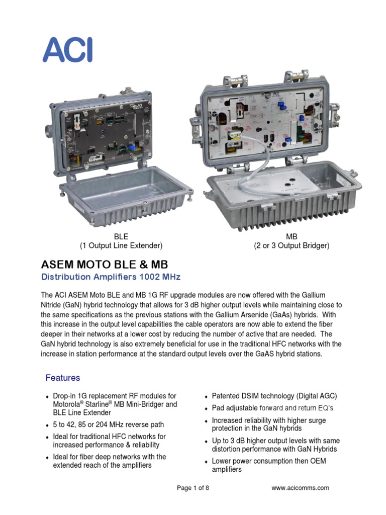 Asem Moto Ble & MB: Distribution Amplifiers 1002 MHZ | PDF | Modulation ...