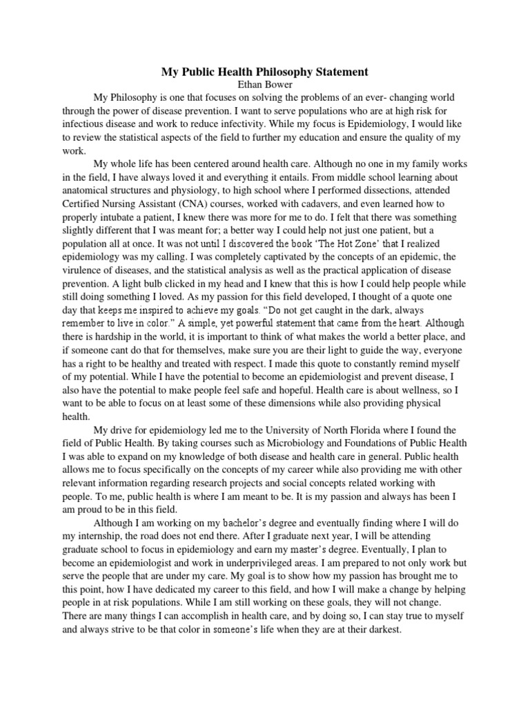 Personal Philosophy of Public Health | PDF | Epidemiology | Public Health