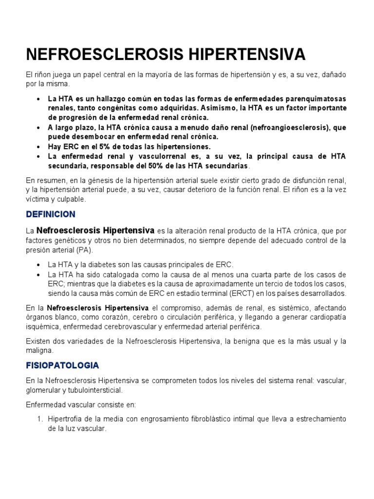 Nefroesclerosis Hipertensiva y HTA | PDF | Hipertensión | Enfermedad ...