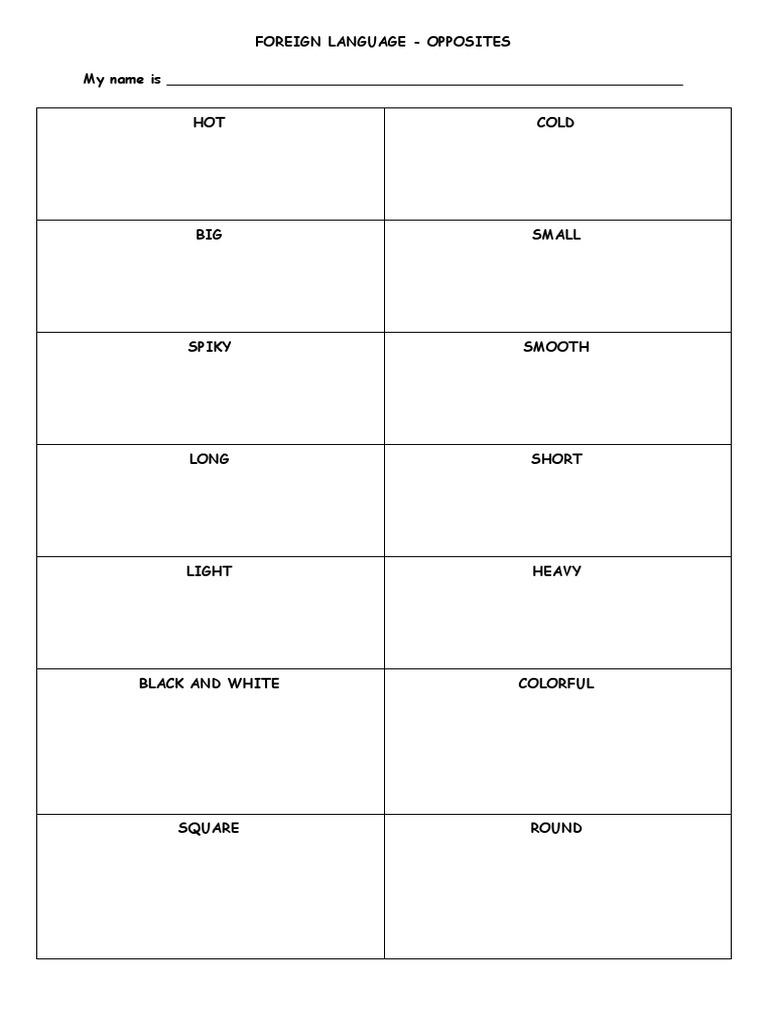 Foreign Language - Opposites | PDF
