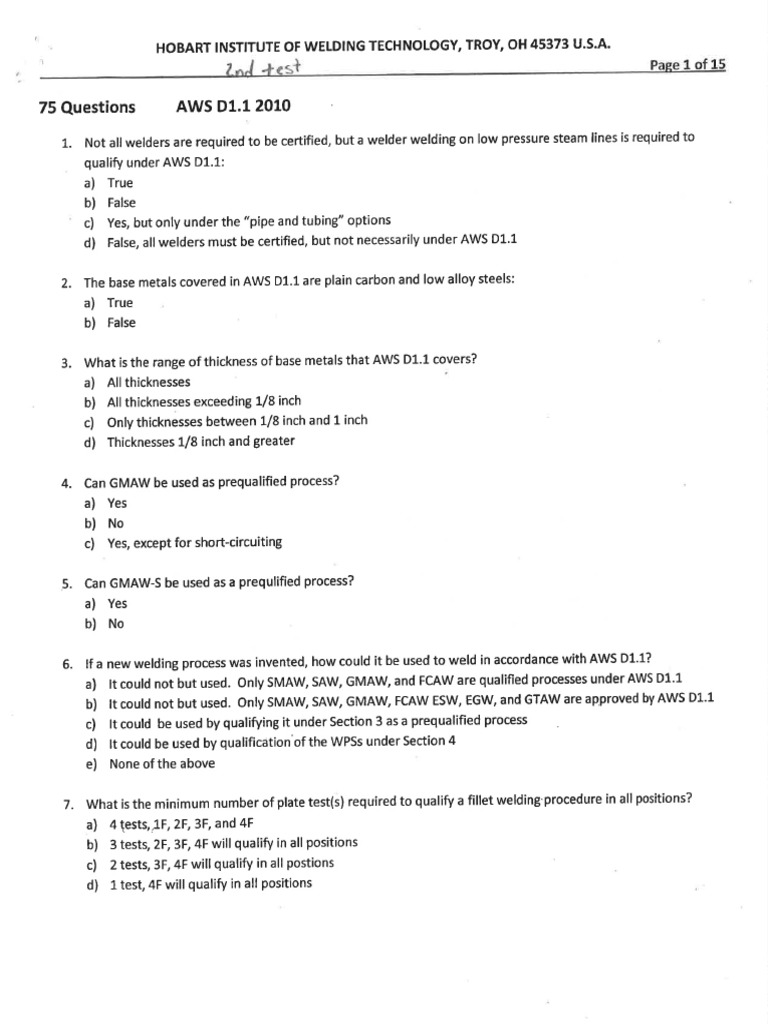 CWI 75 Test Questions | PDF