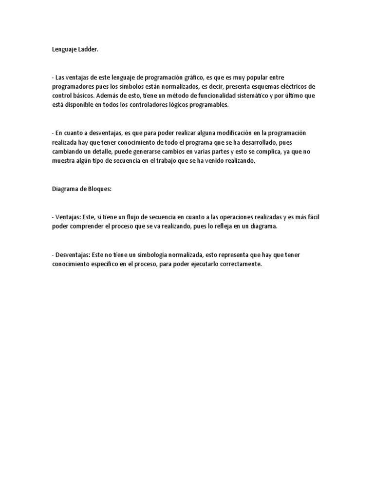 Lenguaje Ladder VS Lenguaje de Bloques | PDF