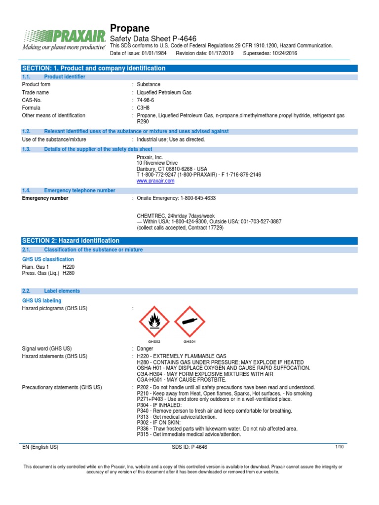 Propane Sds PDF | PDF | Fires | Propane