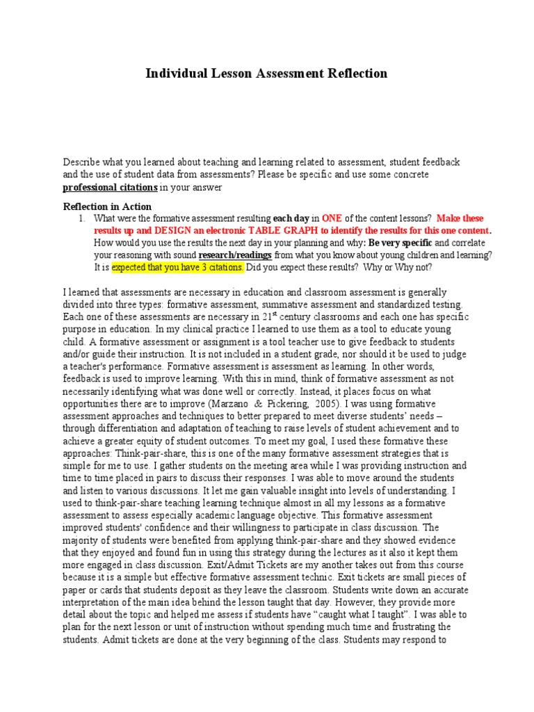 Individual Lesson Assessment | PDF | Educational Assessment | Cognition