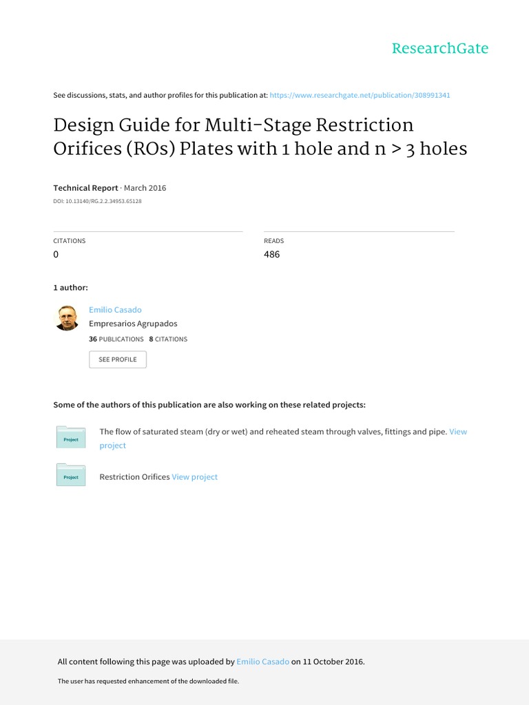Design Guide For Multi-Stage Restriction Orifices (Ros) Plates With 1 ...