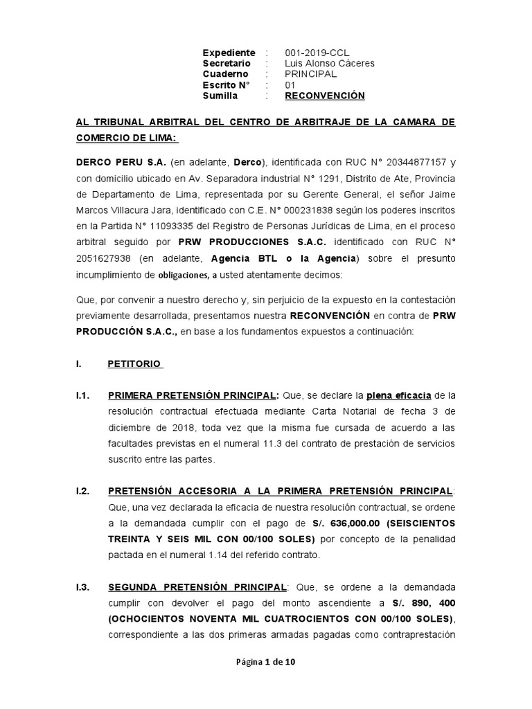 Reconvención | PDF | Daños y perjuicios | Ley común