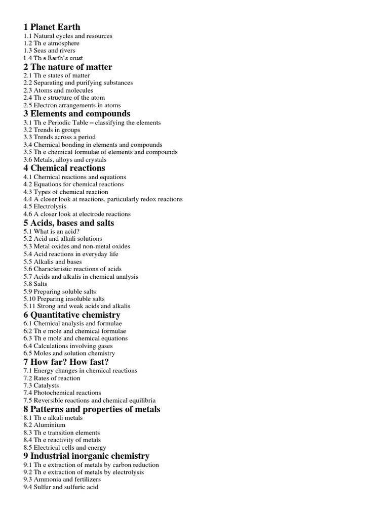 Cambridge Igcse Chemistry Book Topics | PDF | Chemical Reactions ...
