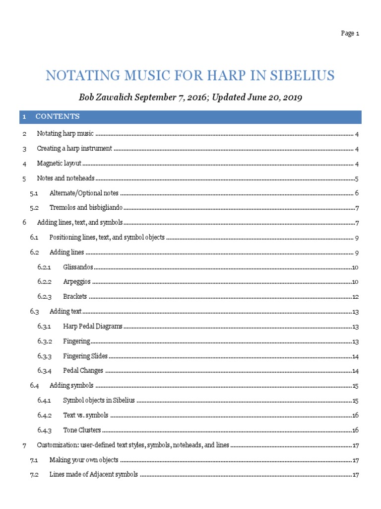 Notating Music For The Harp in Sibelius 06 20 2019 | PDF | Harmonic | Clef