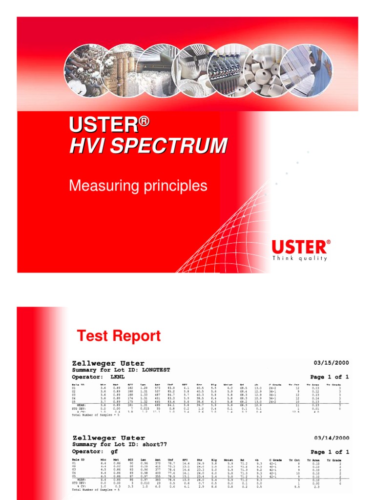 USTER HVI Spectrum Measuring Principles | PDF | Yarn | Materials