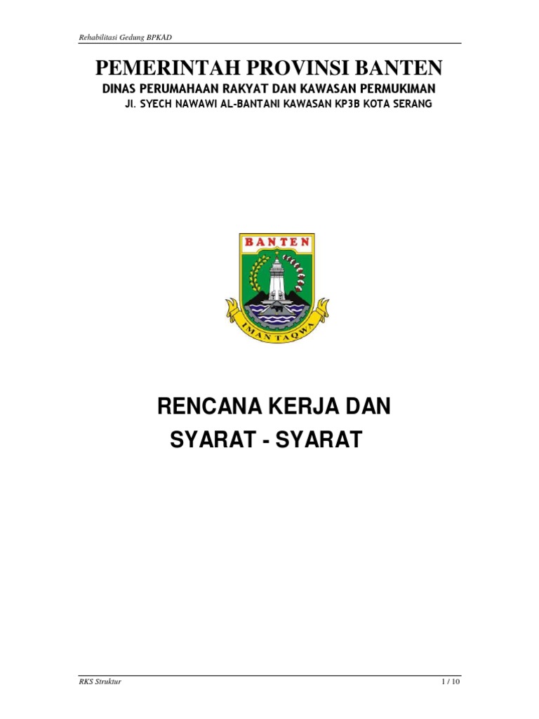 RKS Perbaikan Atap Bpkad | PDF