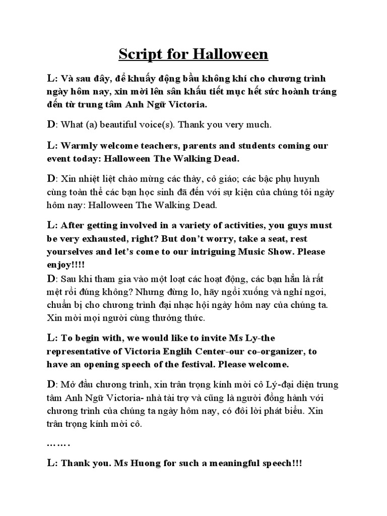 Script For Halloween | PDF