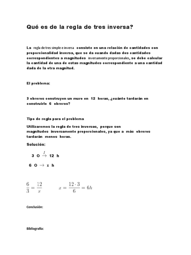 Qué Es De La Regla De Tres Inversa Pdf