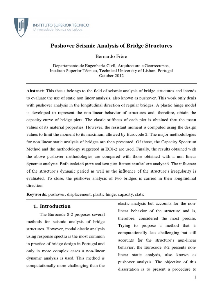 Pushover Seismic Analysis of Bridge Structures PDF | PDF | Deformation ...